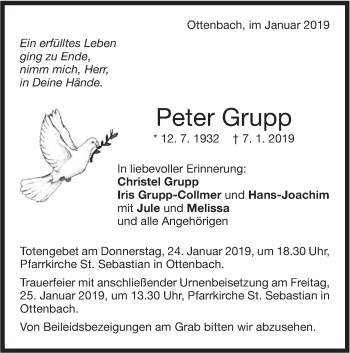 Traueranzeigen von Peter Grupp | Südwest Presse Trauer