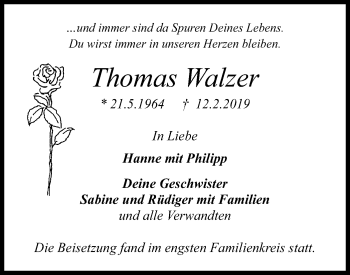 Traueranzeigen von Thomas Walzer | Südwest Presse Trauer