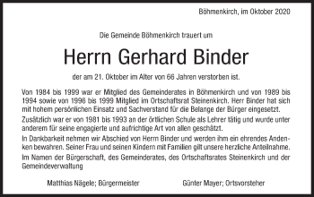 Traueranzeigen von Gerhard Binder | Südwest Presse Trauer