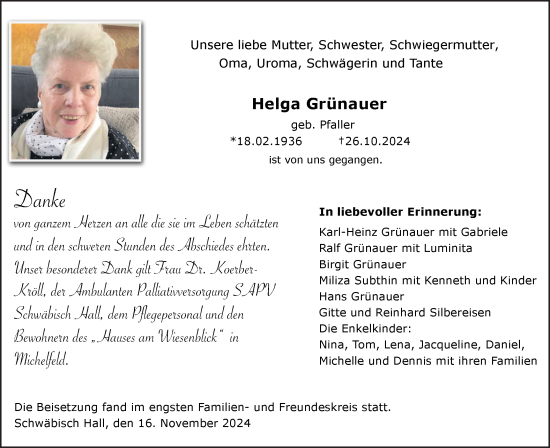 Traueranzeigen aus schwäbisch-hall | Südwest Presse Trauer