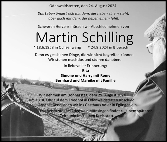 Traueranzeigen von Martin Schilling | Südwest Presse Trauer
