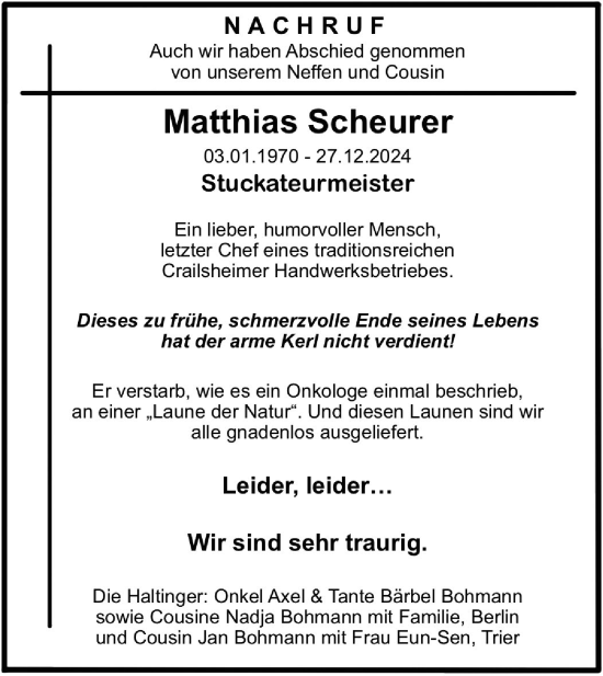 Traueranzeigen aus crailsheim | Südwest Presse Trauer